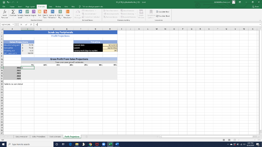 In Cell B13 Create A Formula Without A Function Chegg