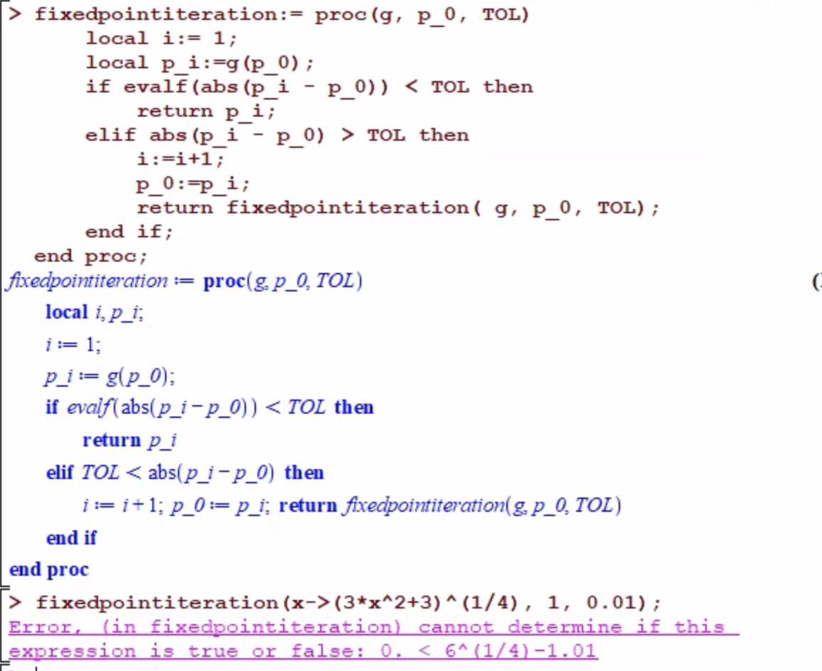 Maple question. Writing a maple code to do fixed | Chegg.com