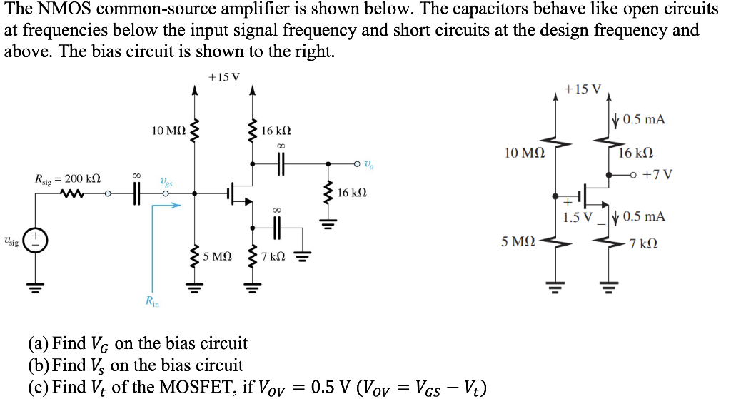 Solved The NMOS common-source amplifier is shown below. The | Chegg.com