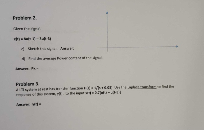 Solved Problem 2. Given the signal: x(t) 8u(t-1)-Su(t-3) 一声 | Chegg.com