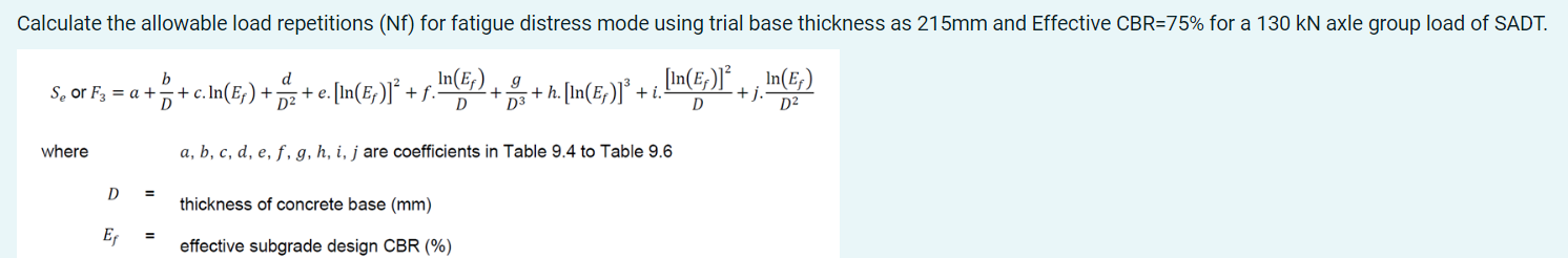 Solved Calculate the allowable load repetitions (Nf) for | Chegg.com