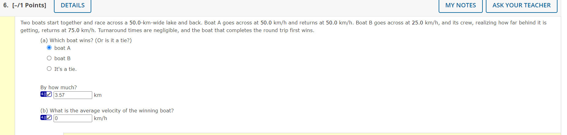 Solved getting, returns at 75.0 km/h. Turnaround times are | Chegg.com