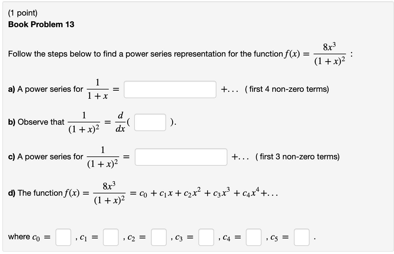 Solved (1 point) Book Problem 13 Follow the steps below to | Chegg.com