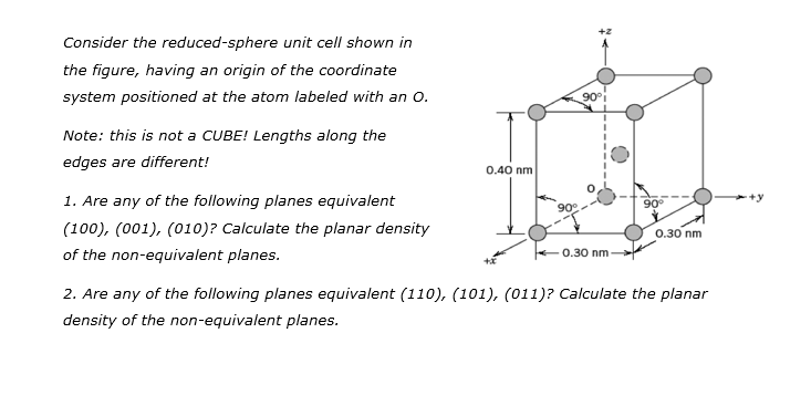 Solved Consider the reduced-sphere unit cell shown in the | Chegg.com