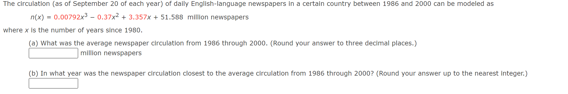Solved he circulation (as of September 20 of each year) of | Chegg.com