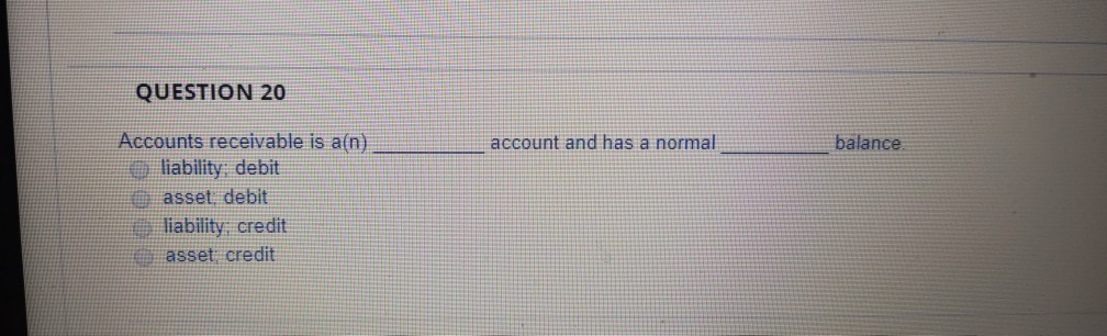 Solved QUESTION 20 account and has a normal balance Accounts | Chegg.com