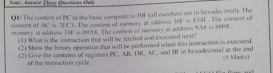 Solved Note: Answer Three Questions Only Q1/ The content of | Chegg.com