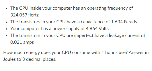 Solved - The CPU inside your computer has an operating | Chegg.com