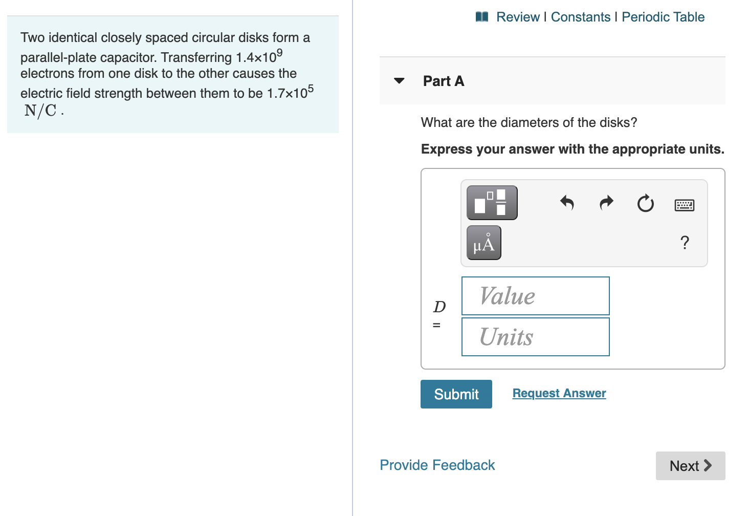 Solved 1 Review | Constants | Periodic Table Two identical | Chegg.com