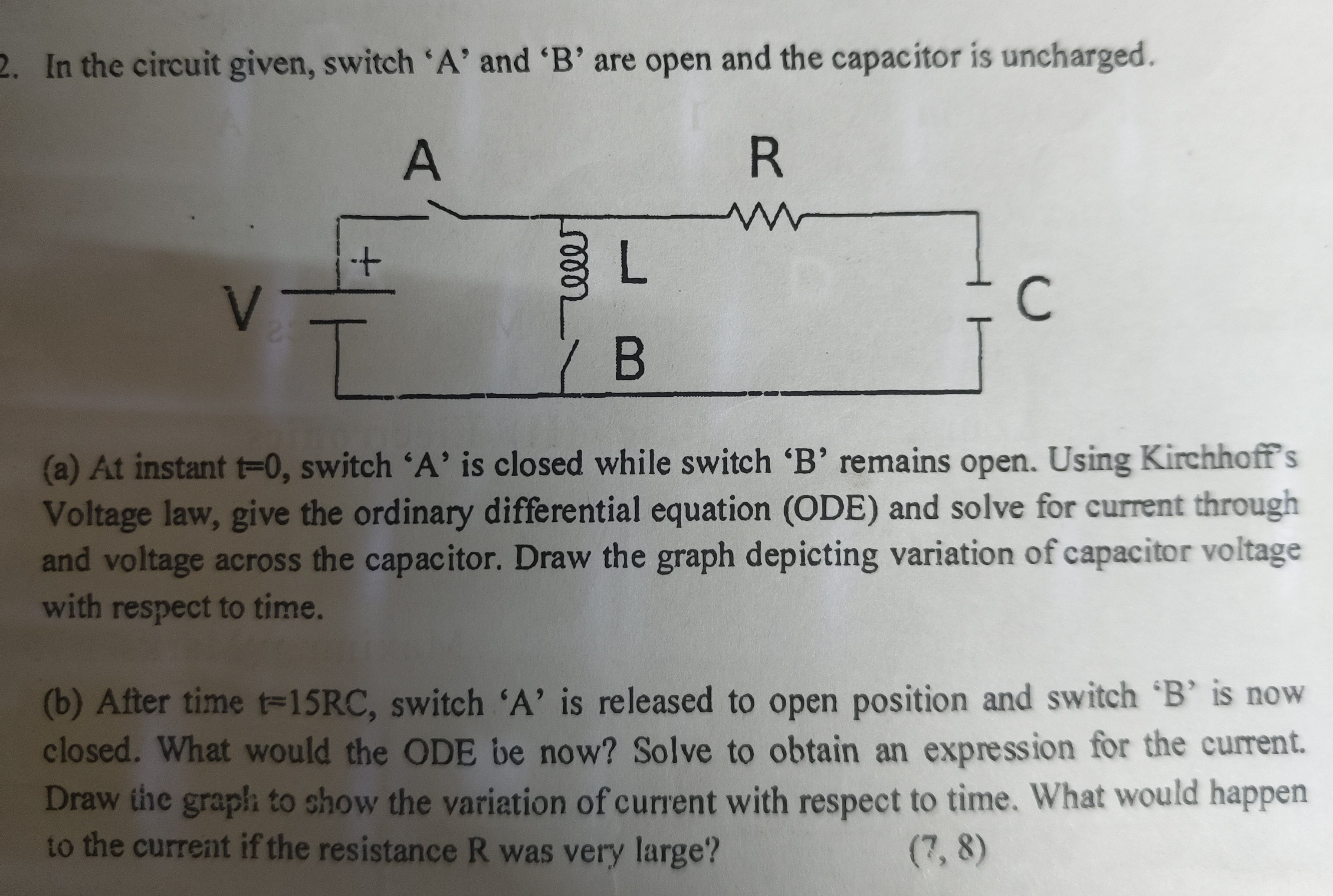 Solved In the circuit given, switch ' A ' and ' B ' are open | Chegg.com
