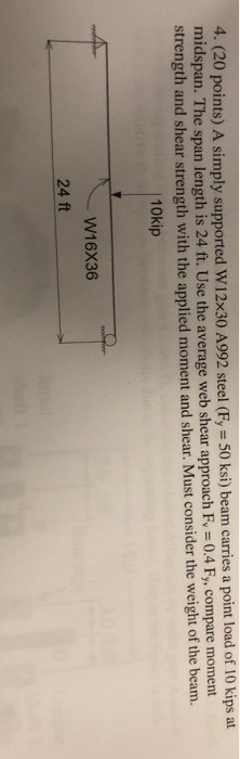 Solved (20 points) A simply supported W12x30 A992 steel (Fy | Chegg.com