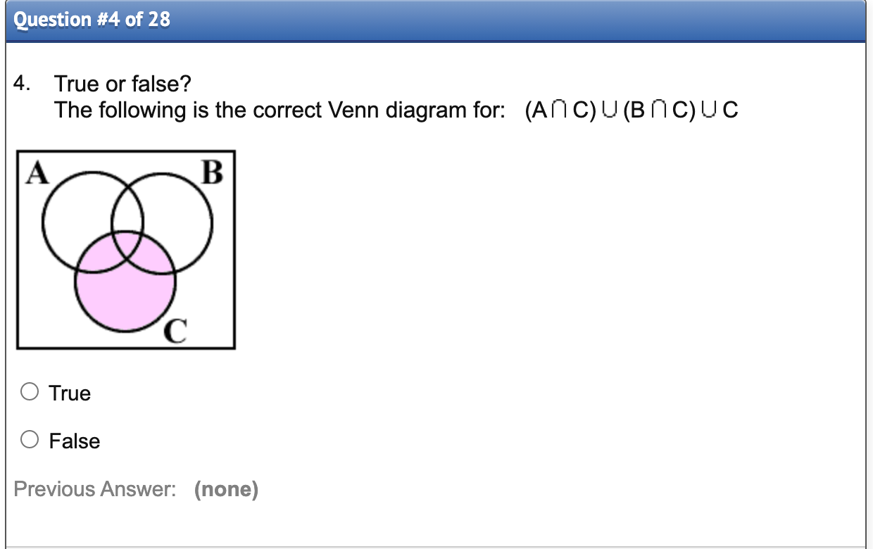 Solved 4. True or false? The following is the correct Venn | Chegg.com