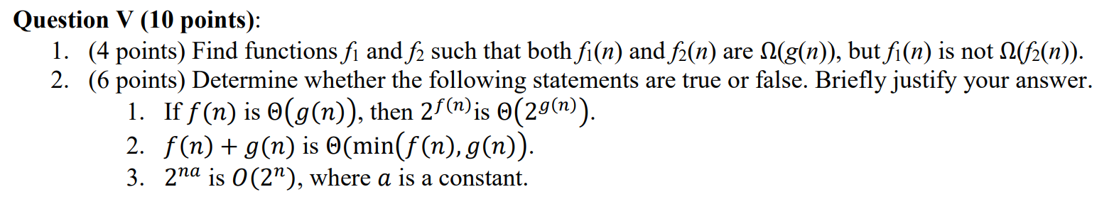 Solved Question V (10 points): 1. (4 points) Find functions | Chegg.com