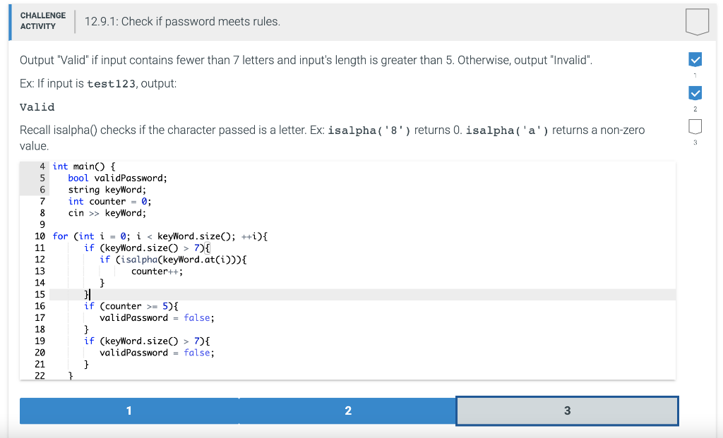 Solved Challenge Activity 1291 Check If Password Meets 
