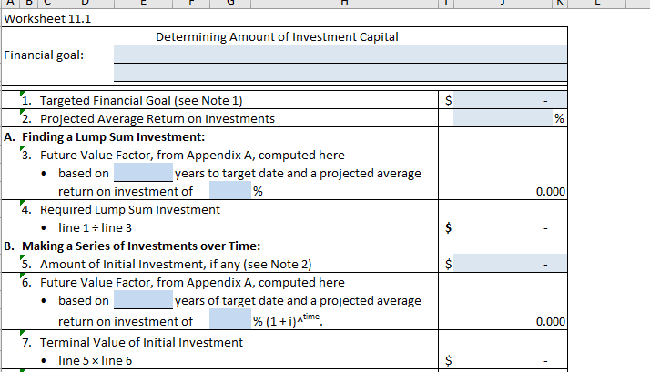 Solved Amount to invest to meet objectives. Use Worksheet | Chegg.com