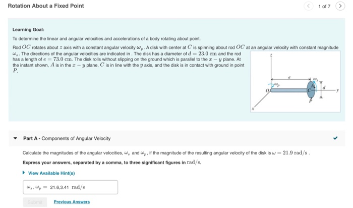 Solved Rotation About a Fixed Point 1 of 7 Learning Goal: To | Chegg.com