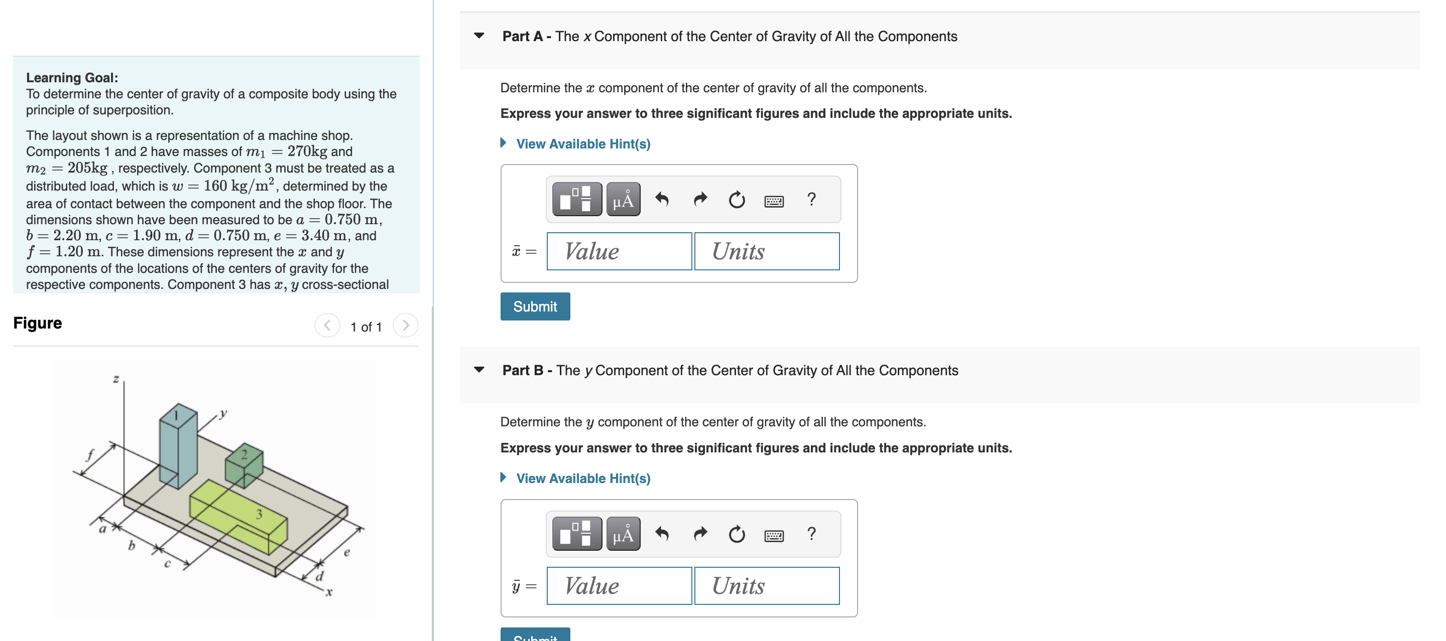 Solved Part A - The x Component of the Center of Gravity of | Chegg.com