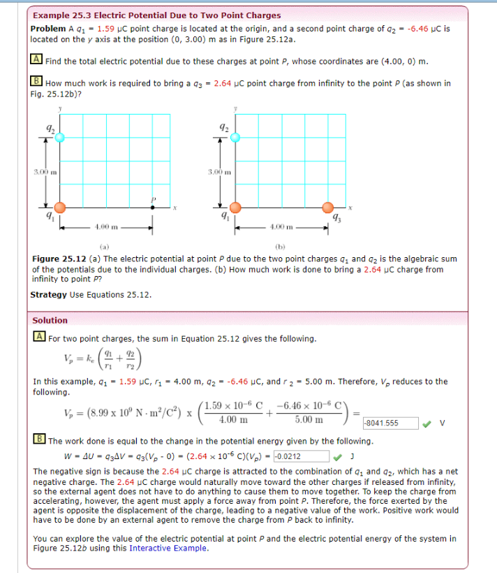 Solved Example 25.3 Electric Potential Due to Two Point | Chegg.com