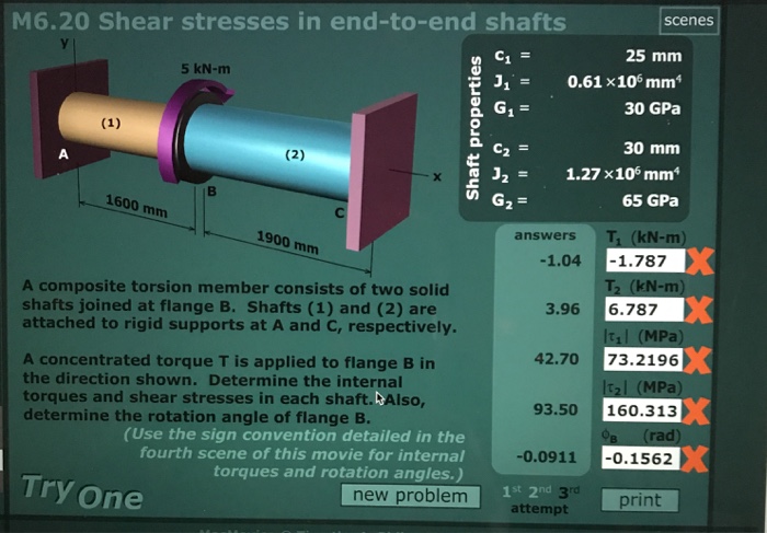 Solved scenes M6.20 Shear stresses in end-to-end shafts 25 | Chegg.com