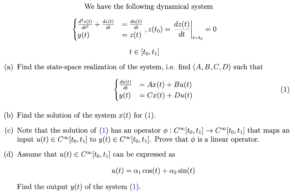 We have the following dynamical system | Chegg.com