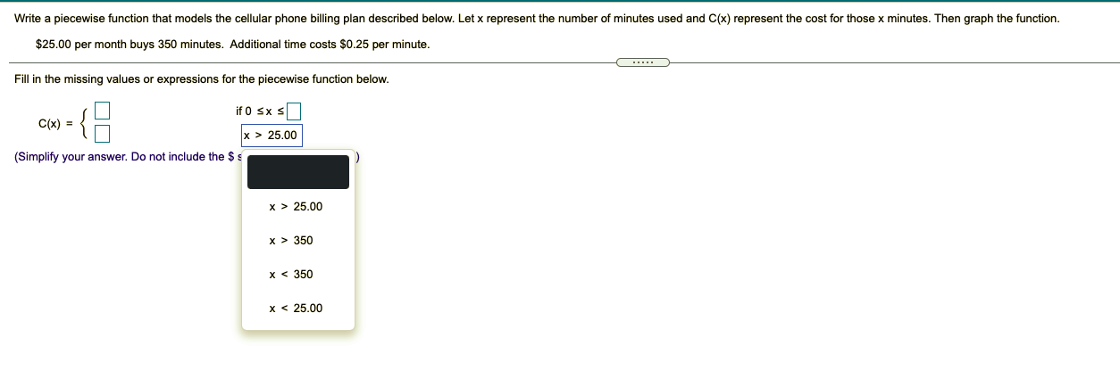 Solved Write a piecewise function that models the cellular | Chegg.com