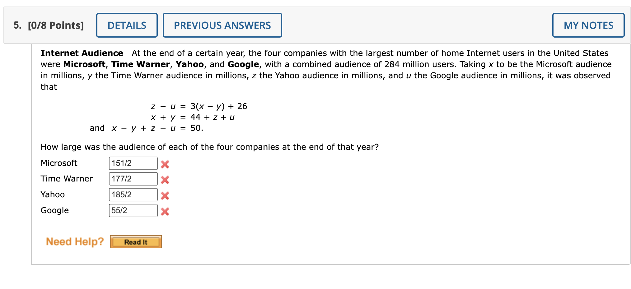 Solved Internet Audience At the end of a certain year, the | Chegg.com