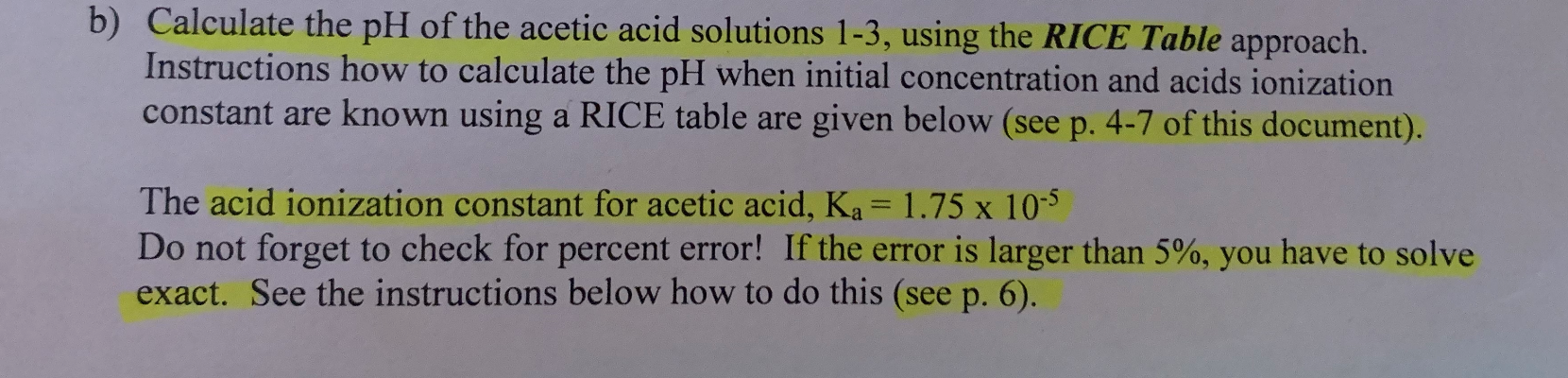 Solved b. calculate the pH of the acetic acid solutions 1-3 | Chegg.com