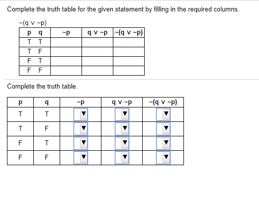 Solved Complete the truth table for the given statement by | Chegg.com
