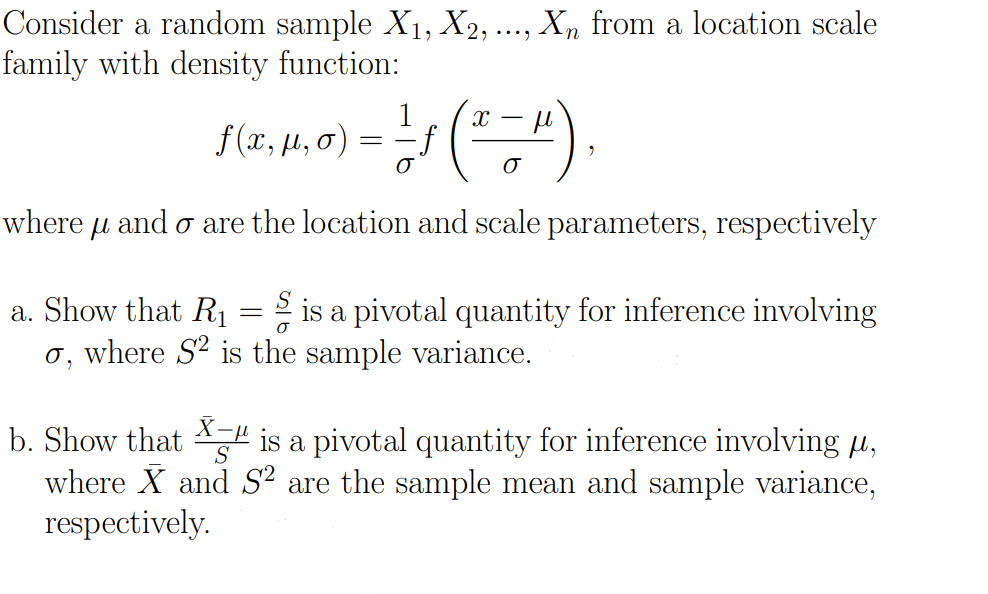 Solved Consider A Random Sample X1x2xn From A Location 