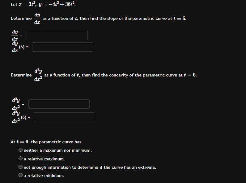 Solved Let X 3t2 Y −4t3 36t2 Determine Dxdy As A Function