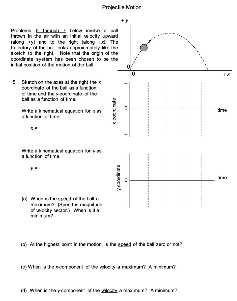 Solved Projectile Motion + y Problems 5 through 1 below | Chegg.com