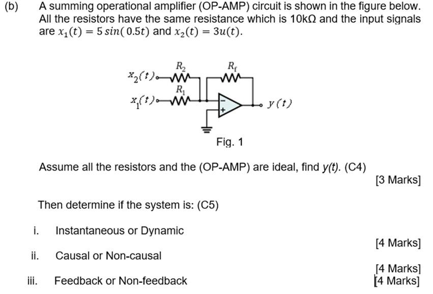 Solved A summing operational amplifier (OP-AMP) circuit is | Chegg.com