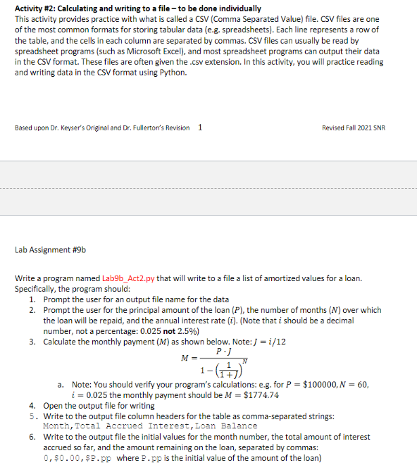 Solved Activity #2: Calculating and writing to a file-to be | Chegg.com