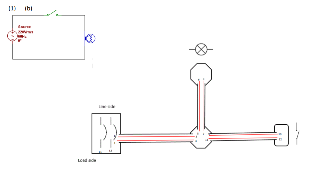 Solved (1) (b) Source 220Vrms )60Hz 0° Line side 12 Load | Chegg.com