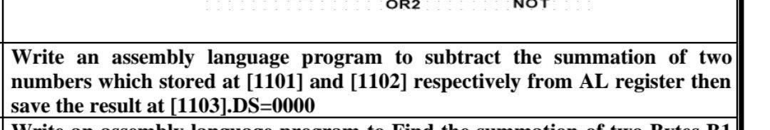 Solved Or2 Write An Assembly Language Program To Subtract 