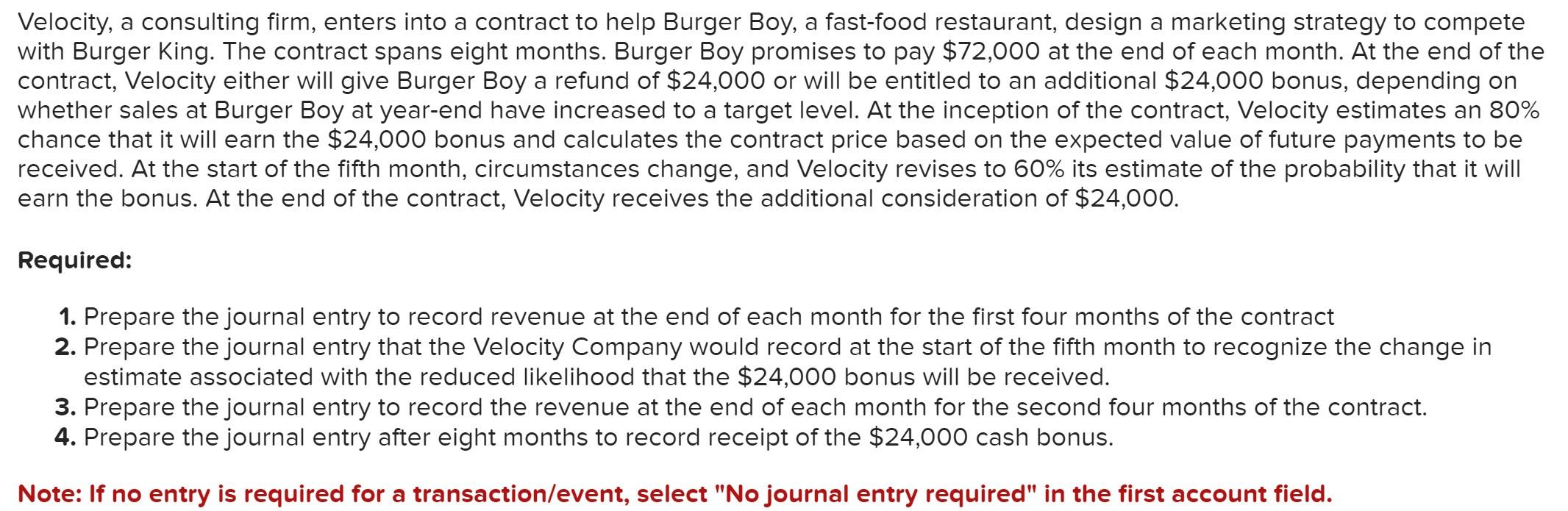 Solved Velocity, a consulting firm, enters into a contract | Chegg.com