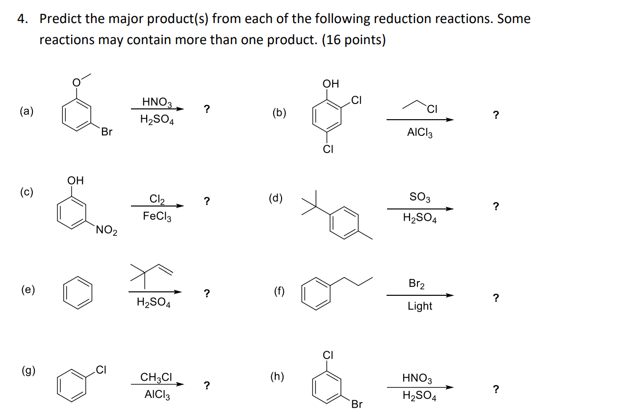 Solved Predict the major product(s) ﻿from each of ﻿the | Chegg.com