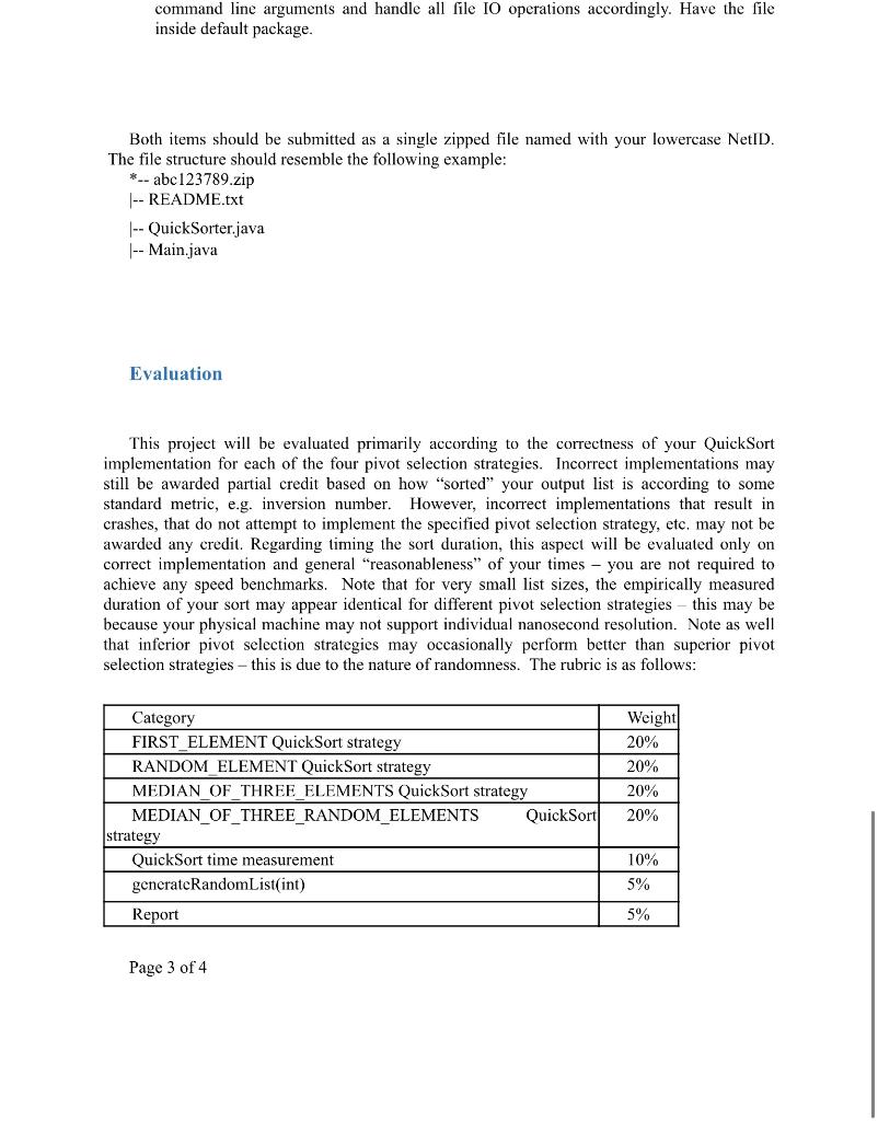 Solved Project 3 QuickSort The task of this project is to | Chegg.com