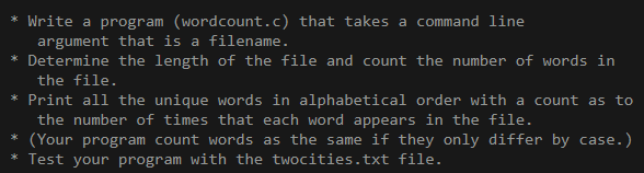 Solved Write A Program Wordcount C That Takes A Command