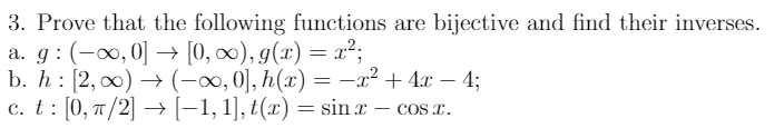 Solved 3. Prove that the following functions are bijective | Chegg.com