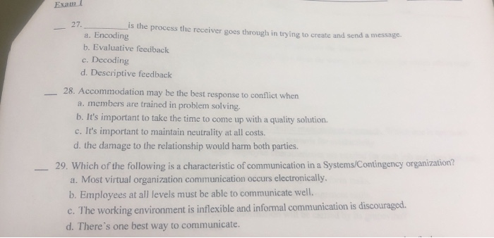 Solved Exau 27. is the process the receiver goes through in | Chegg.com