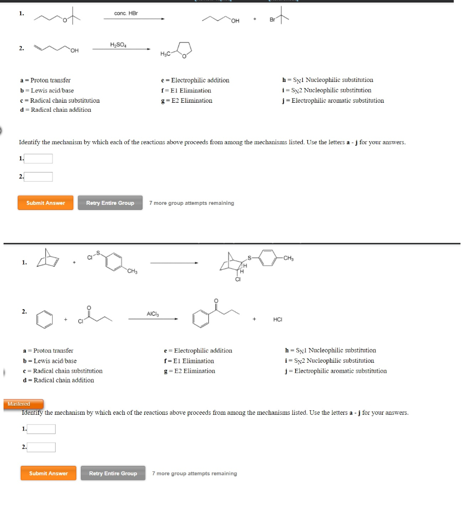 Solved Identify the mechanism by which each of the reactions | Chegg.com