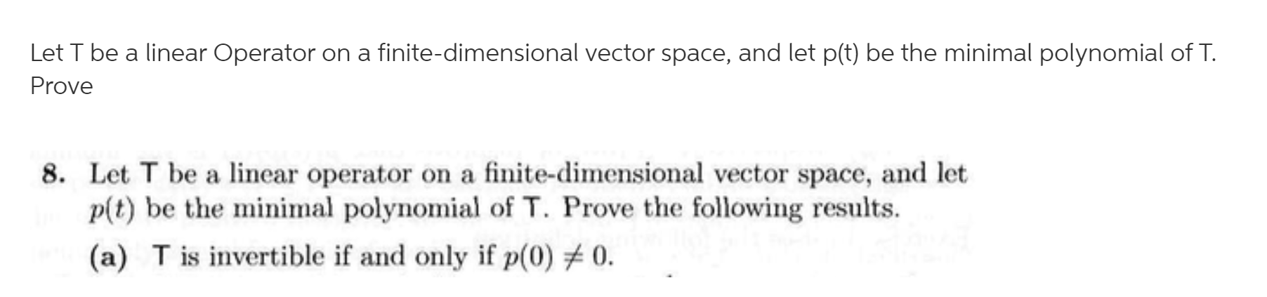 Solved Let T be a linear Operator on a finite-dimensional | Chegg.com
