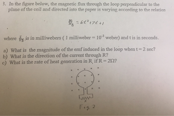 Solved 3. In the figure below, the magnetic flux through the | Chegg.com