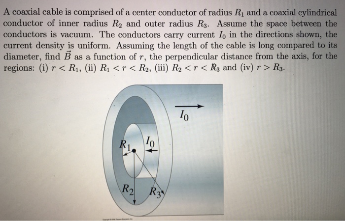 Solved A coaxial cable is comprised of a center conductor of | Chegg.com