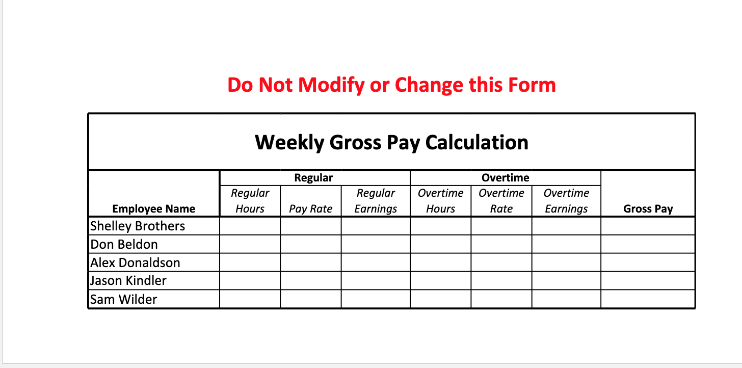 Solved Calculate gross pay (regular earnings + overtime | Chegg.com