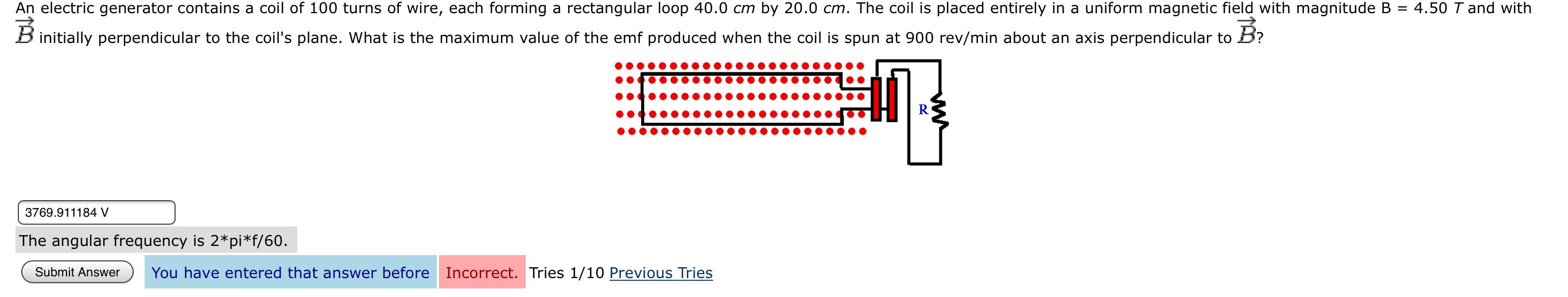 Solved An electric generator contains a coil of 100 turns of | Chegg.com