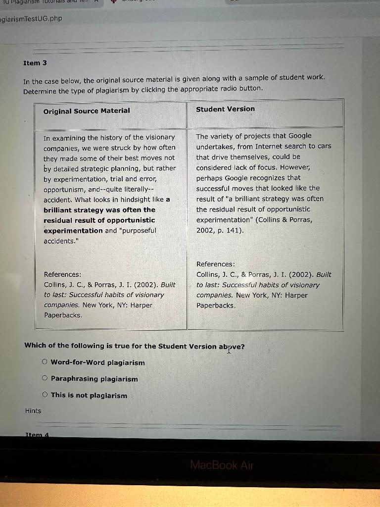 In the case below, the original source material is | Chegg.com