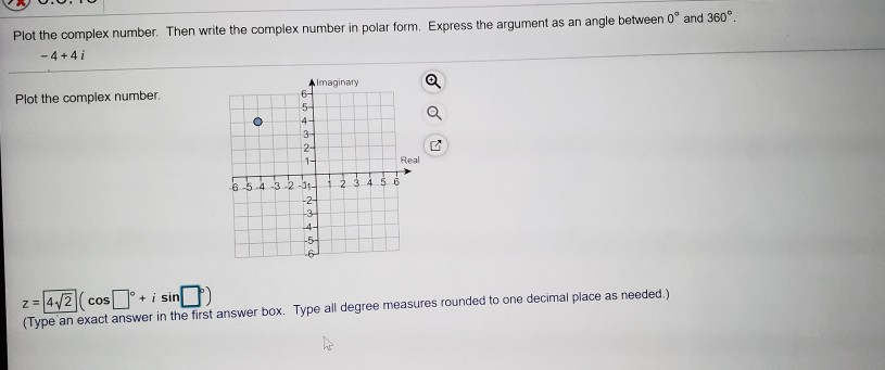 Solved in polar form. Express the argument as an angle | Chegg.com