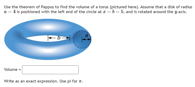 Solved Use the theorem of Pappus to find the volume of a | Chegg.com